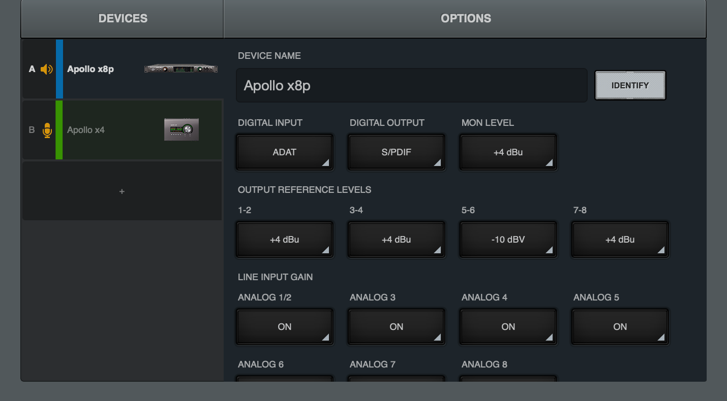 Hardware Settings Panel – Universal Audio Support Home